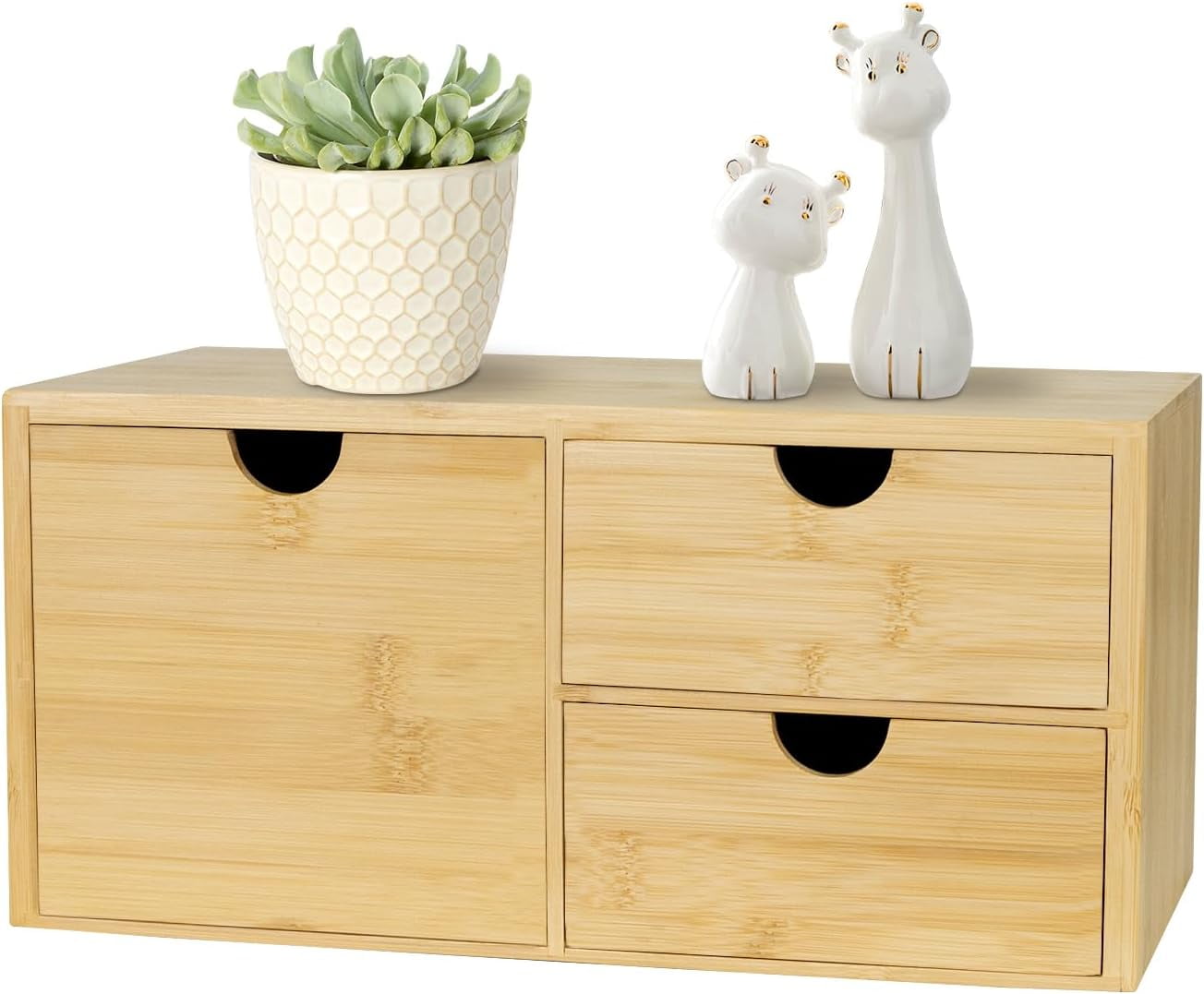 Bamboo Desk Organizer, Desktop Organizer with 3 Drawer, Tabletop ...
