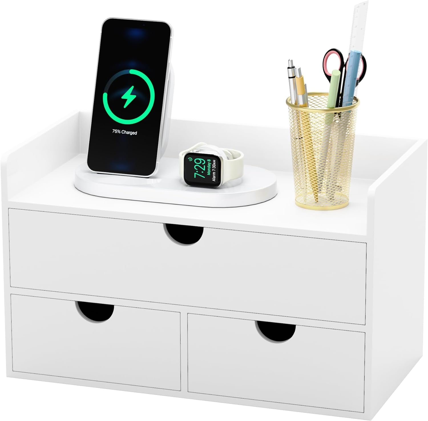 Bamboo Desk Organizer with Drawers Desktop Storage Drawers for Bills ...