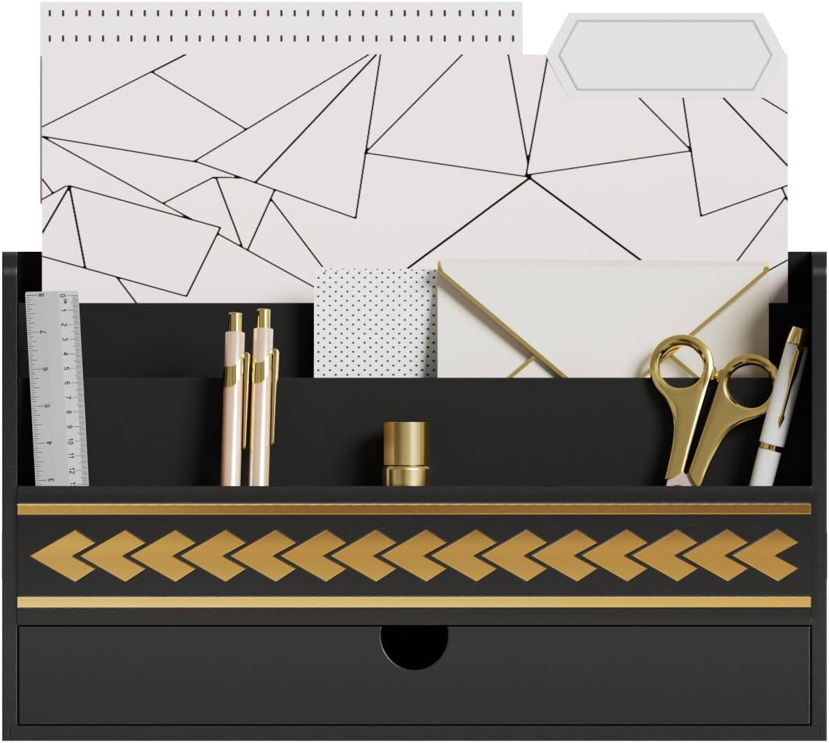 Bamboo Desk Organizer with Drawers Desktop Storage Drawers for Bills ...