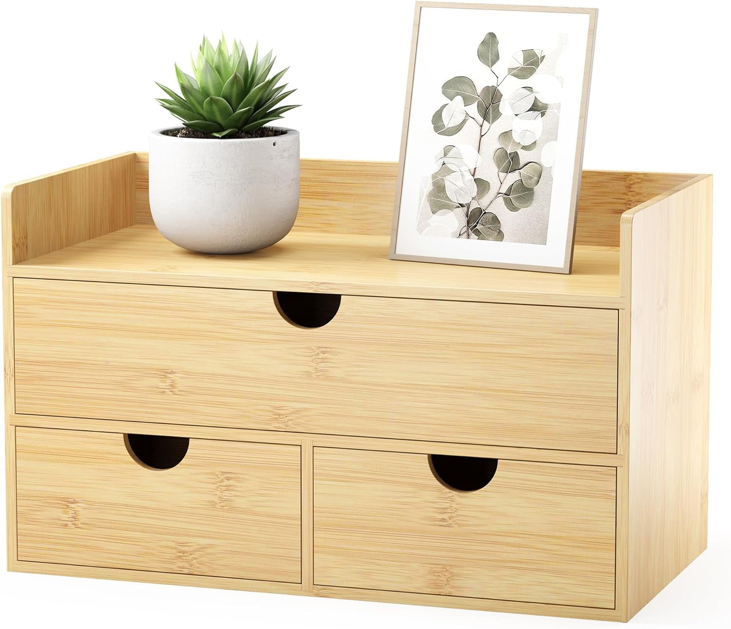 Bamboo Desk Organizer with Drawers Small Desktop Drawers for Countertop ...