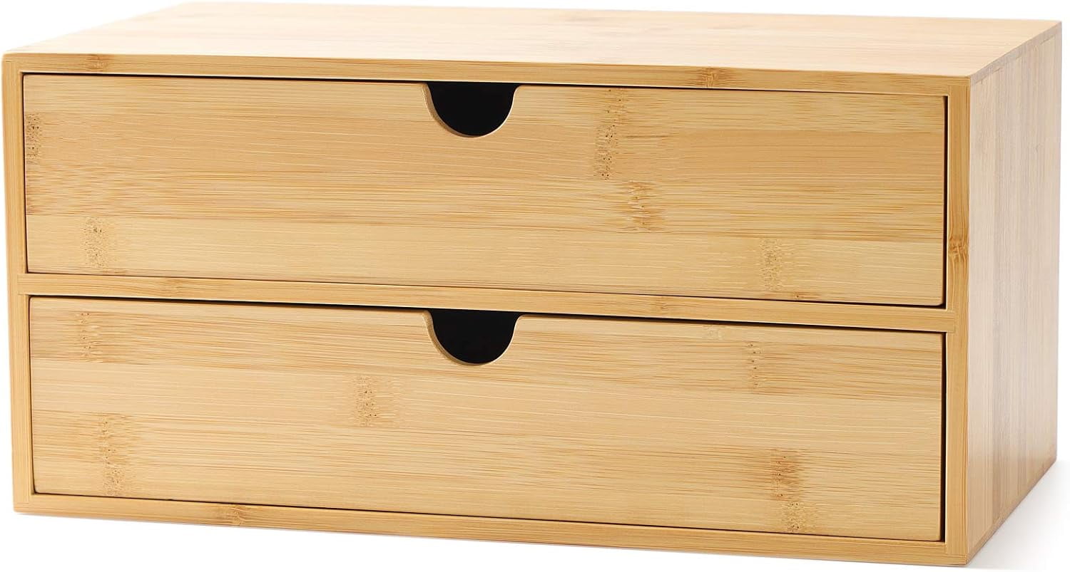 Bamboo Desk Organizer, Mini Desktop Drawer Tabletop Storage ...