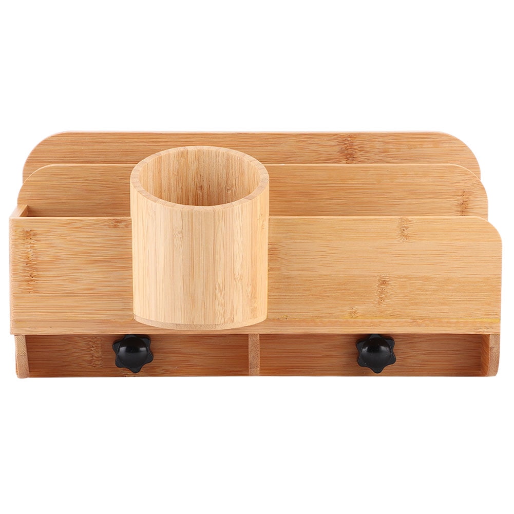 Bamboo Desk Storage Box Multi-Function Stationary School Student Office ...