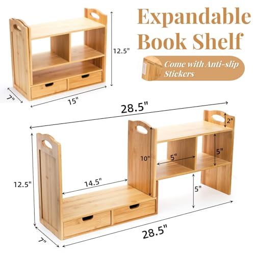 Bamboo Desktop Bookshelf Expandable Counter Bookcase - Walmart.com