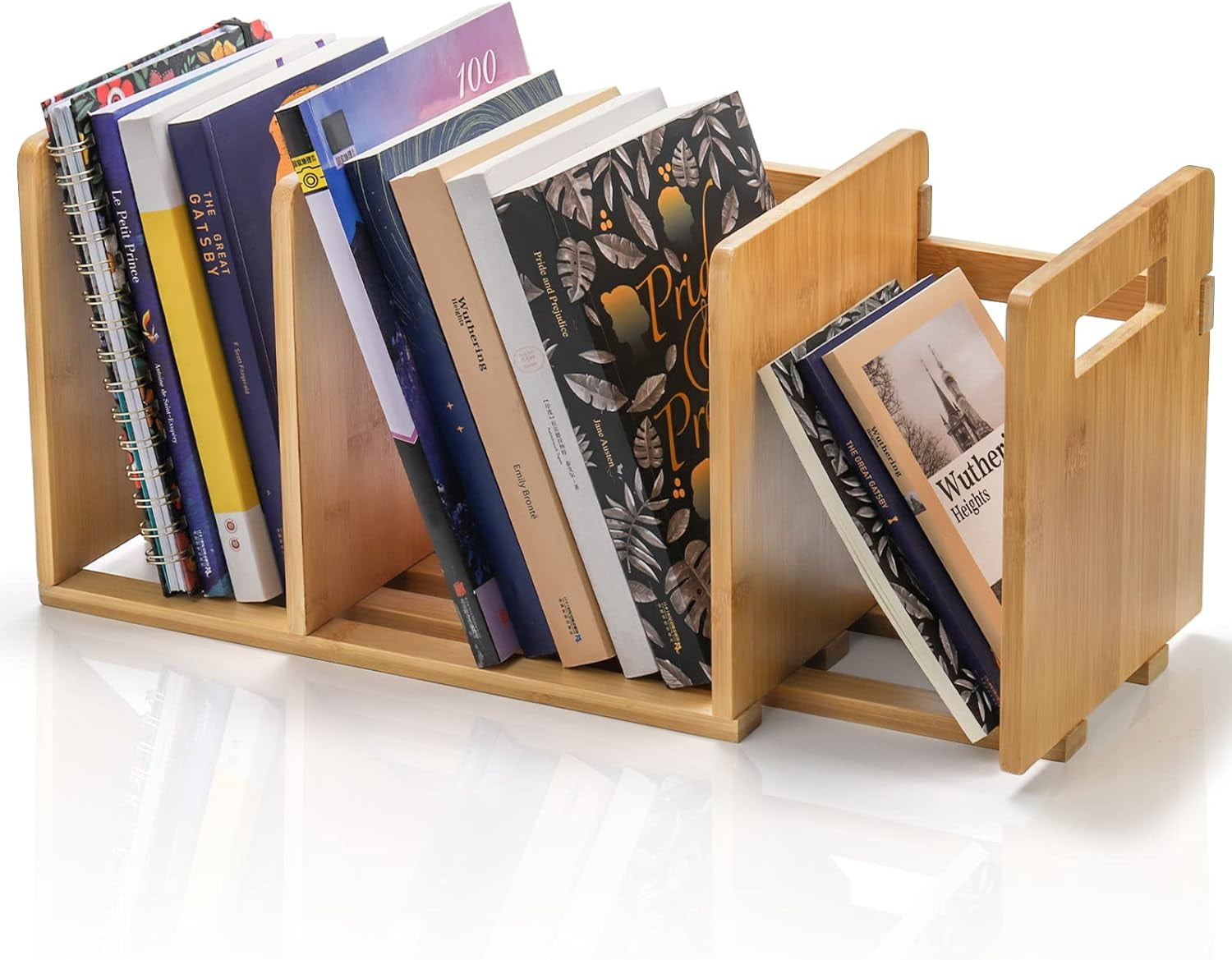 Bamboo Desktop Bookshelf, Expandable Organizer, Small Display Shelf ...