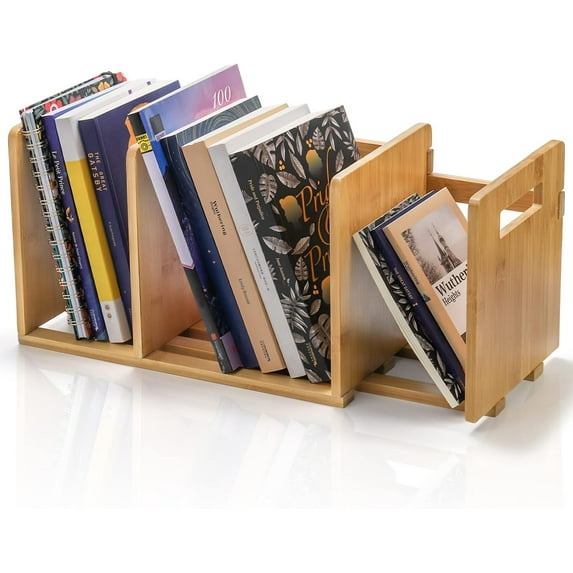 Bamboo Desktop Bookshelf, Expandable Organizer, Small Display Shelf ...
