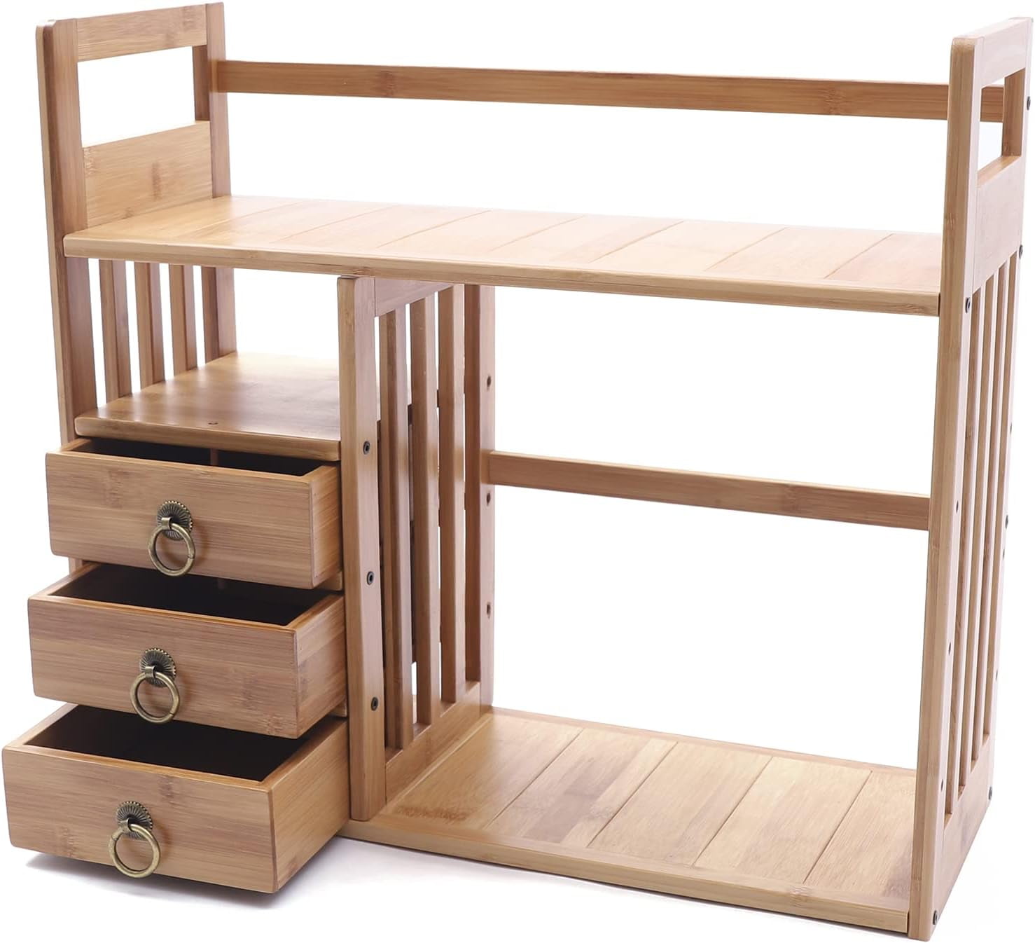 Bamboo Desktop Bookshelf, Natural Tabletop Bookshelf Storage Display ...