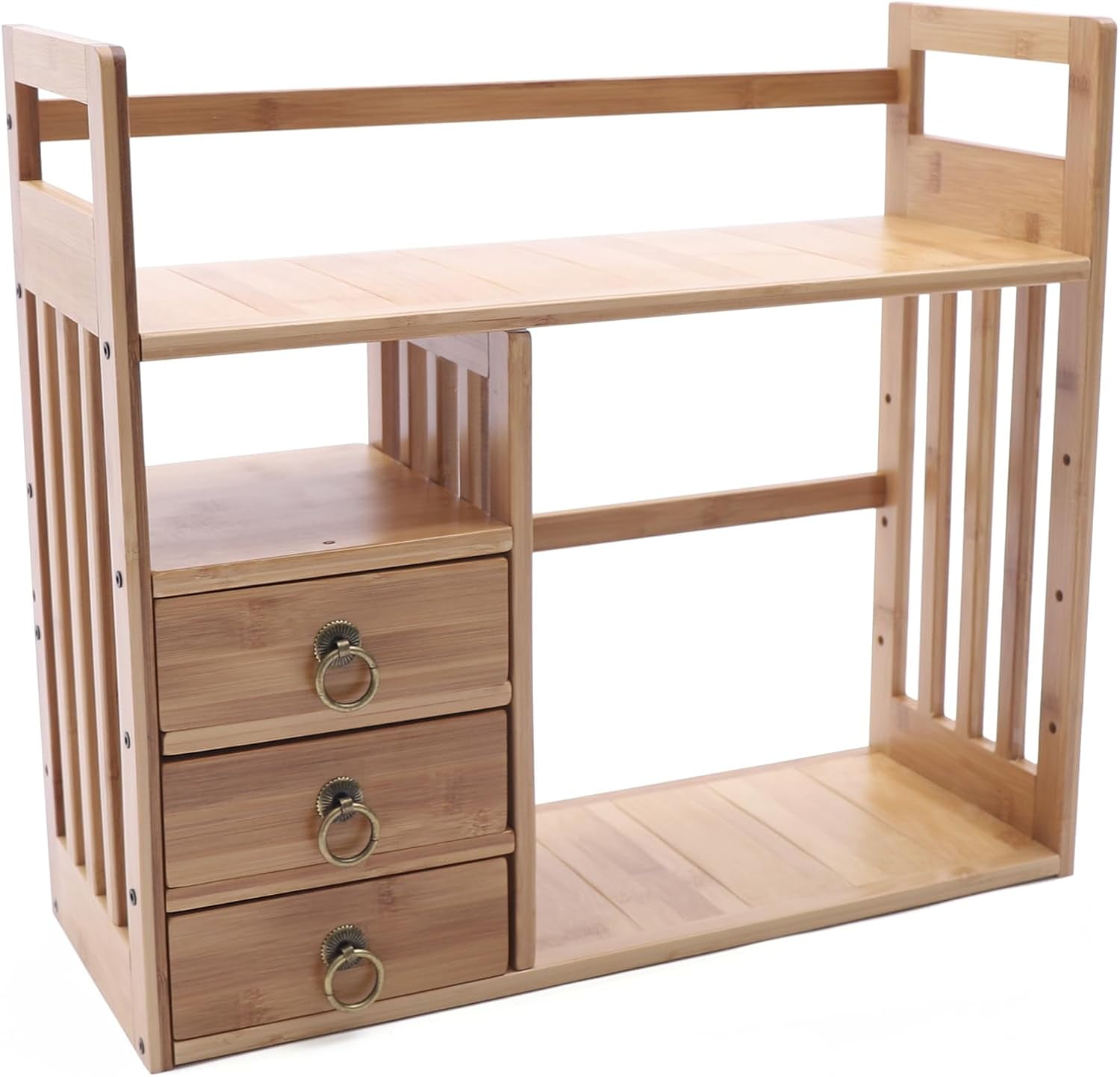Bamboo Desktop Bookshelf Organizer Counter Top Bookcase Office Desk ...