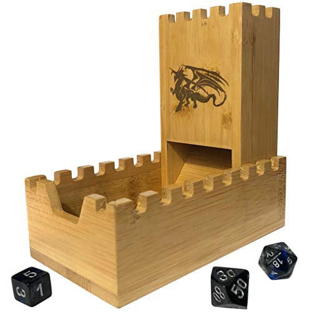 Galdor's Guild Bamboo Dice Tower, Foldable Wooden Die Roller Castle ...