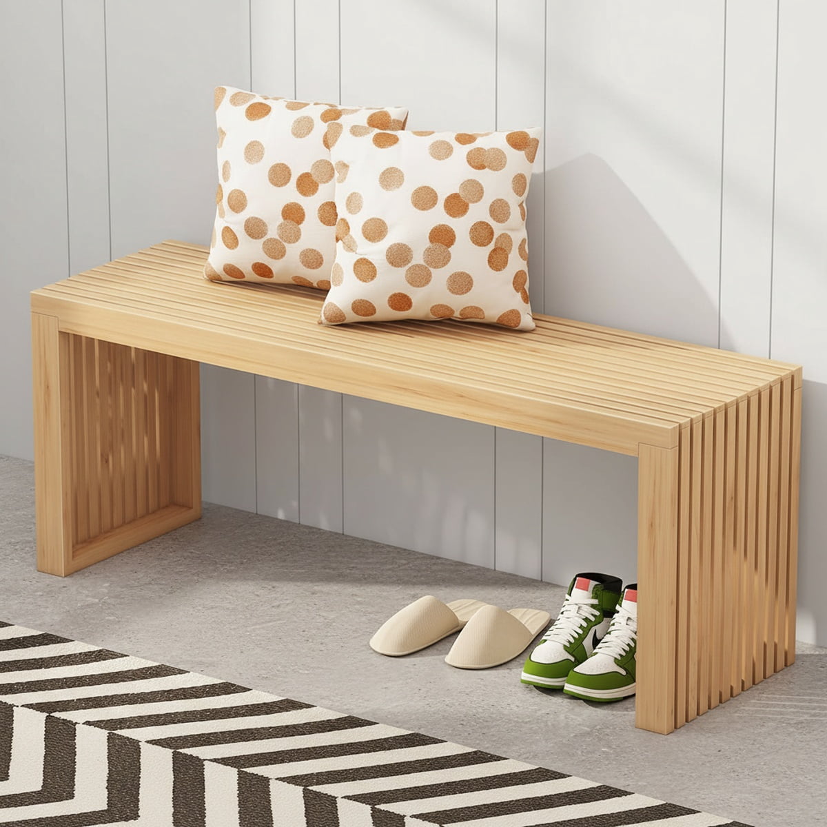 Bamboo Dining Bench, Sleek Design Entryway Shoe Rack Bench, Indoor ...