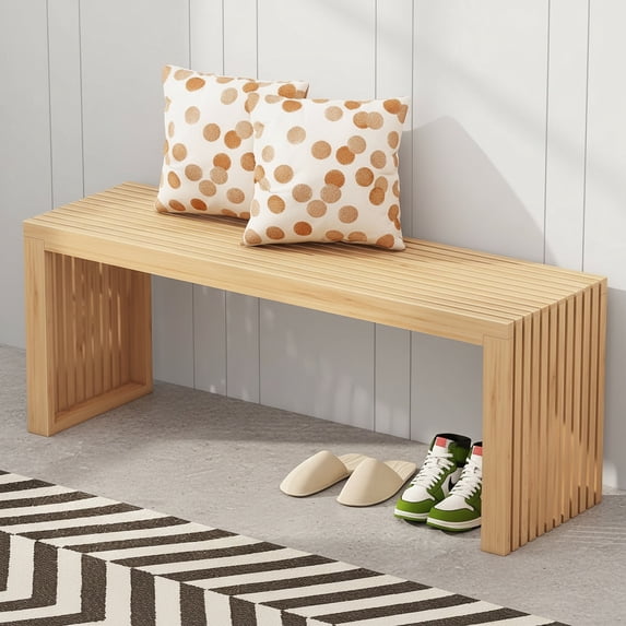 Bamboo Dining Bench, Sleek Design Entryway Shoe Rack Bench, Indoor ...