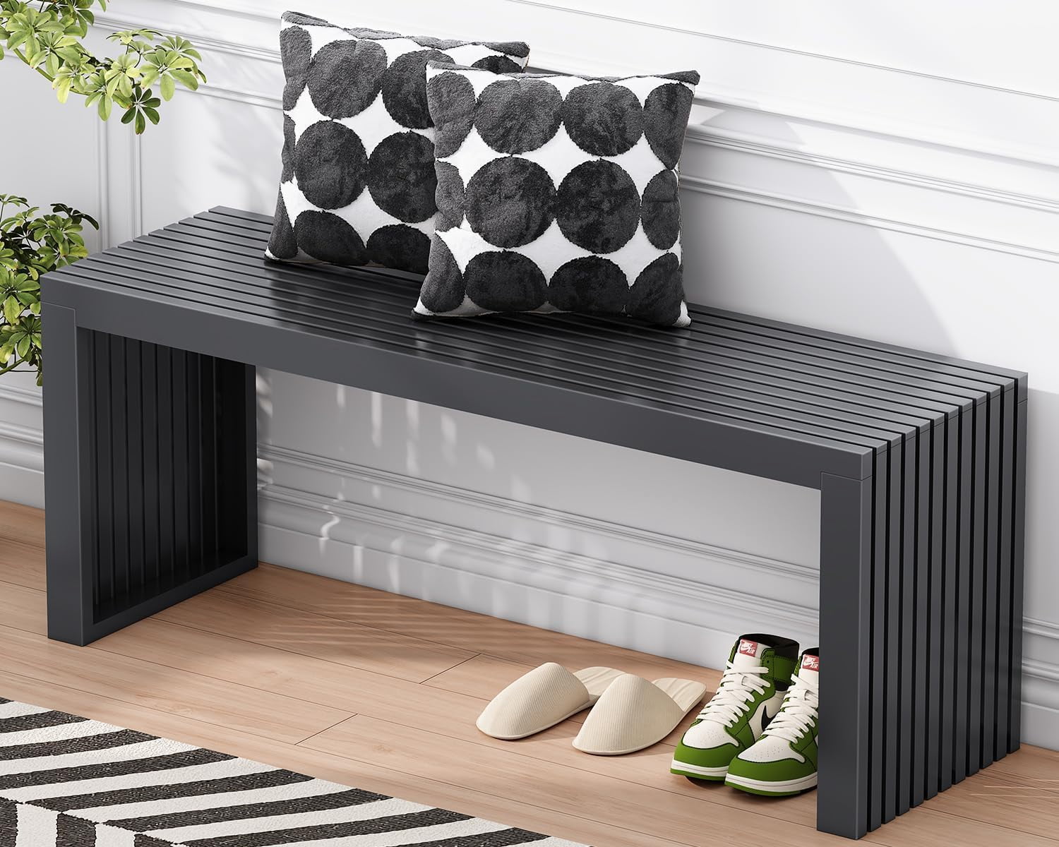 Bamboo Dining Bench, Sleek Design Entryway Shoe Rack Bench, Indoor ...