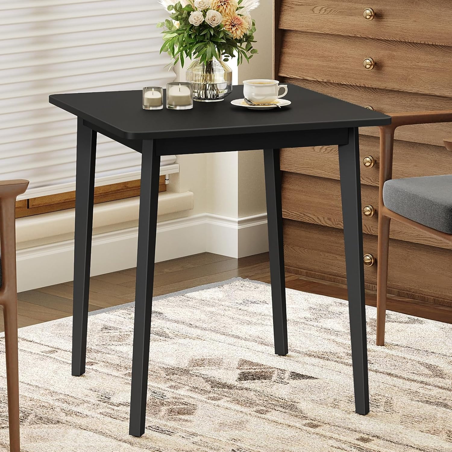 Bamboo Dining Table, Square Dining Table for 2, 27.6" Kitchen Table for ...