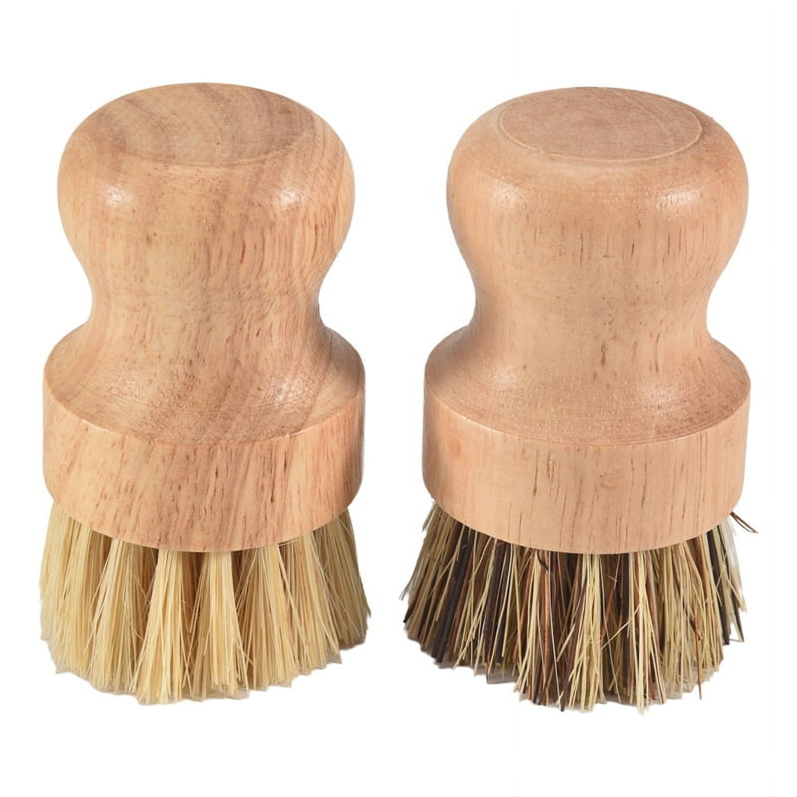 Bamboo Dish Brush 2Pcs Mini Scrub Pot Brushes Scrubber for Cast Iron ...