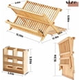 Bamboo Dish Drying Rack with Utensil Holder Set,3-Tier Collapsible Wood ...
