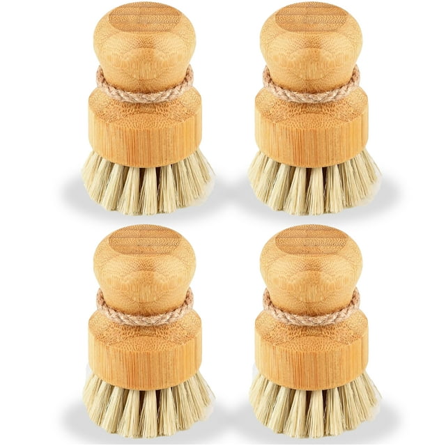 Bamboo Dish Scrub Brushes, Kitchen Wooden Cleaning Scrubbers Set for ...