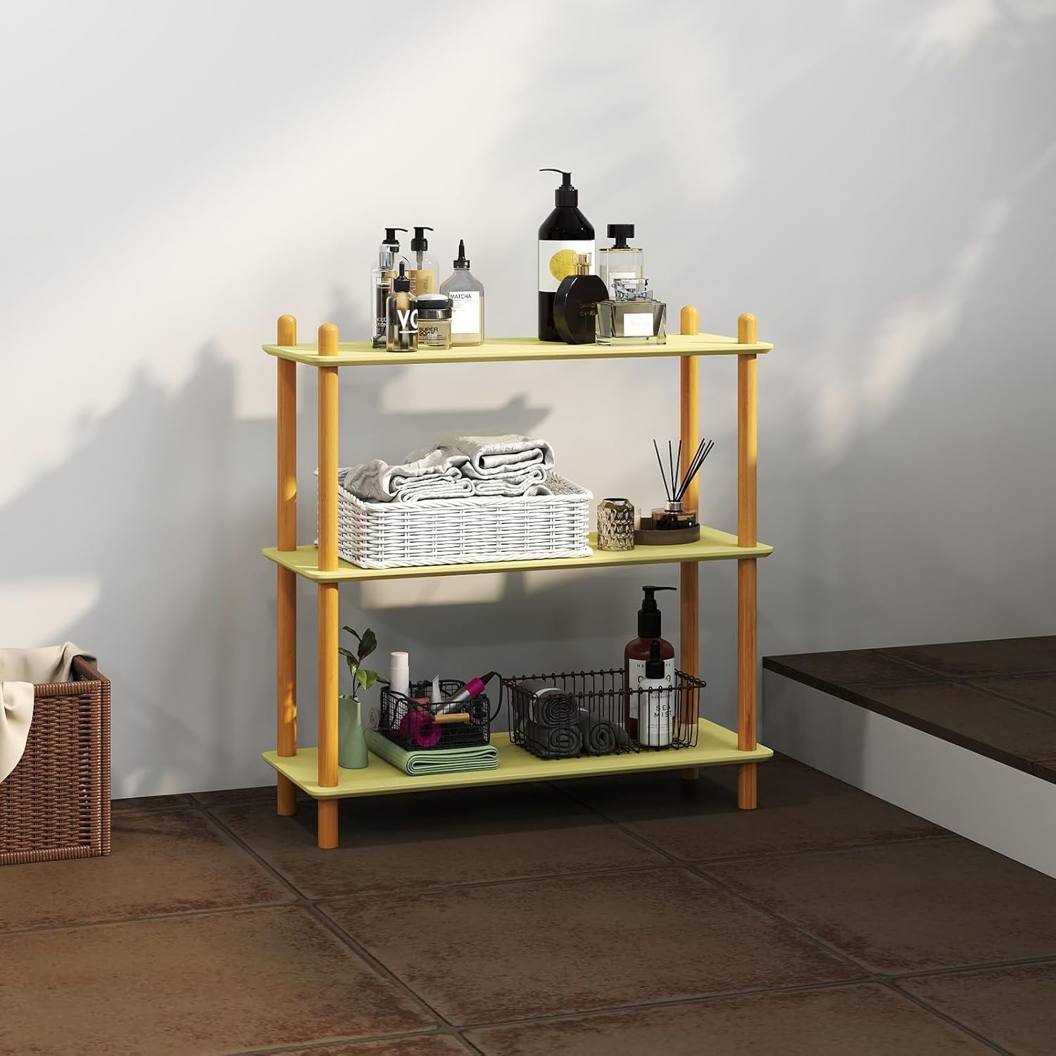 Bamboo Display Shelf 3-Tier, Sturdy Freestanding Shelf for Home Decor ...