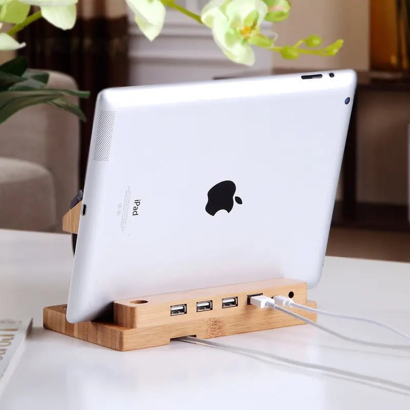 Bamboo Docking Station With 4 USB Port - Walmart.com
