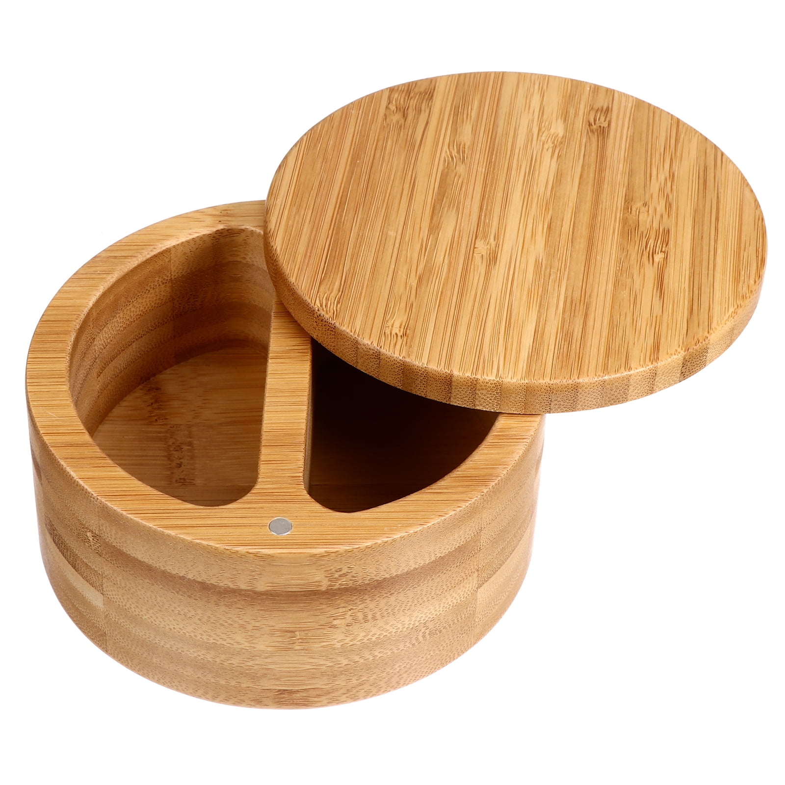 Bamboo Double Grids Round Seasoning Box Storage Jars Kitchen Spice ...