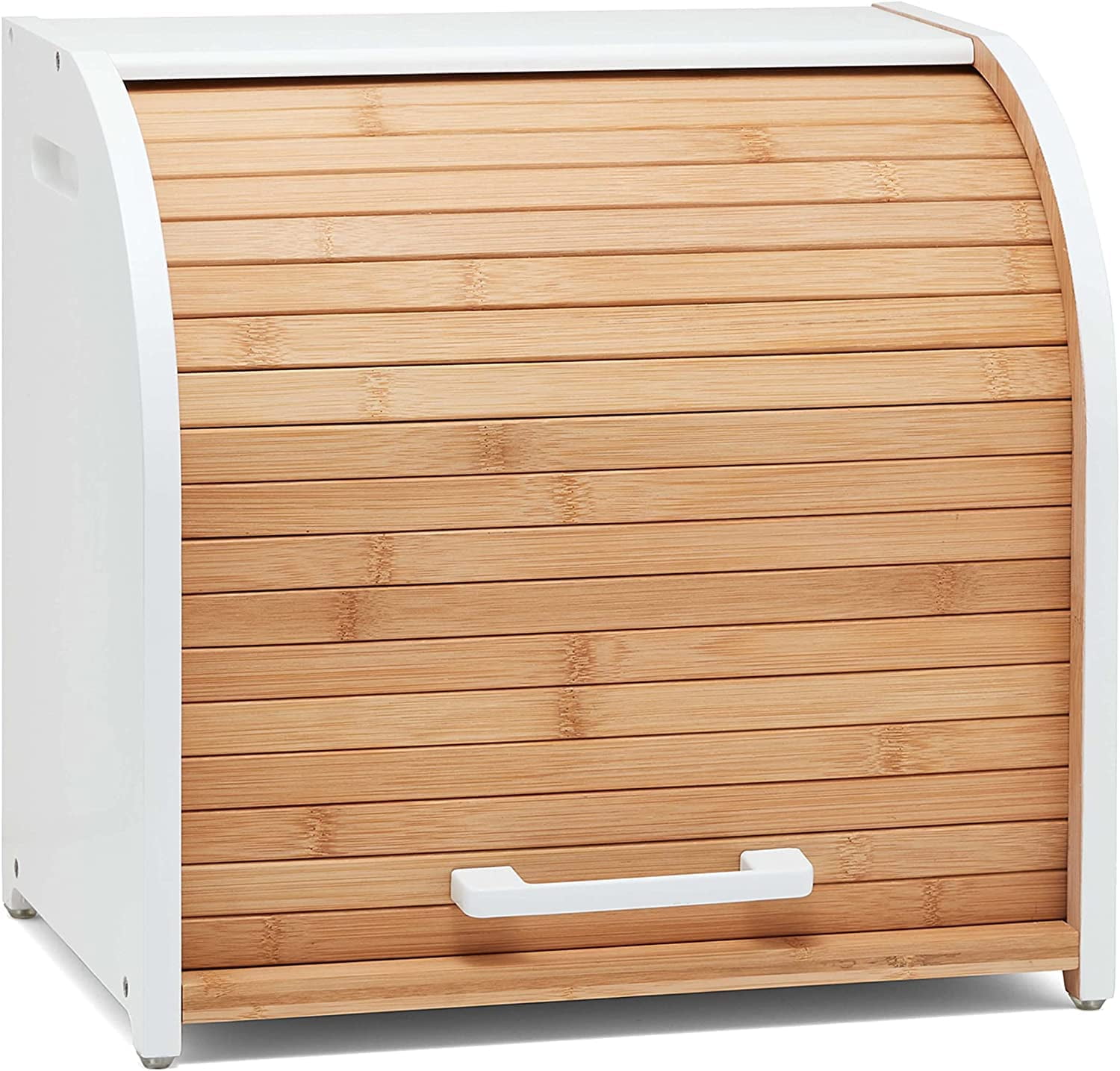 Bamboo Double Layer Bread Box for Kitchen Countertop, Roll Top Wood ...