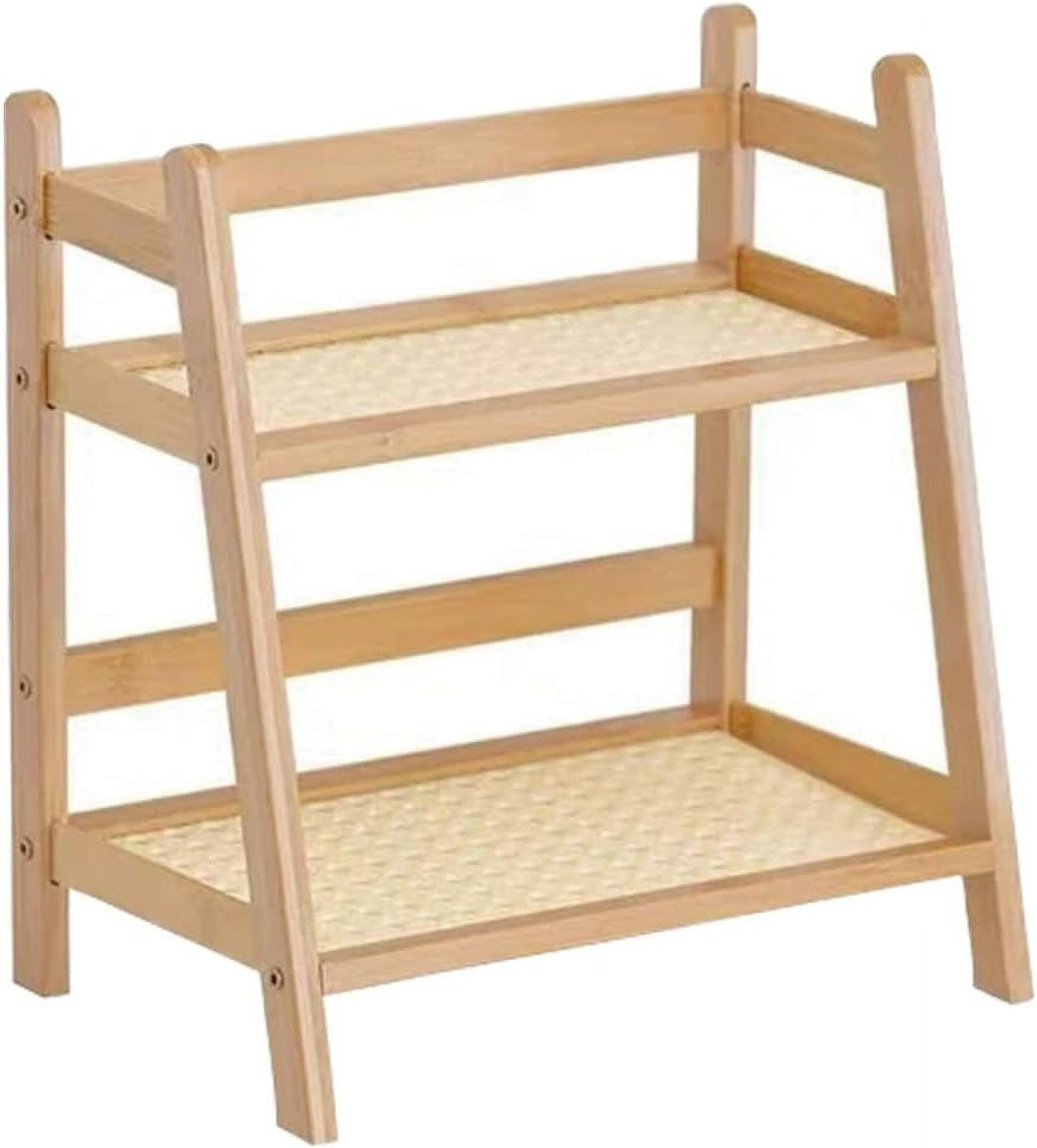Bamboo Double Layer Rack, Double Countertop Hutch Bookshelf, Stand ...