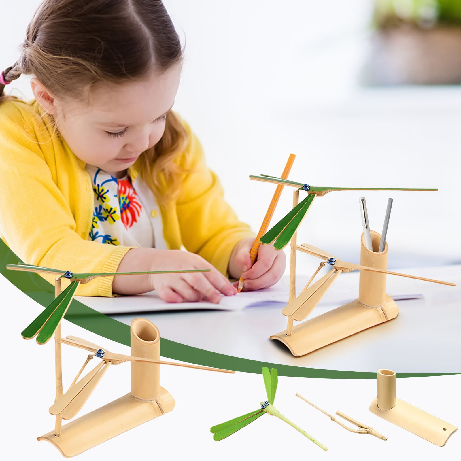 Bamboo Dragonflies Ornament | Handcrafted Wooden Balancing Decor ...