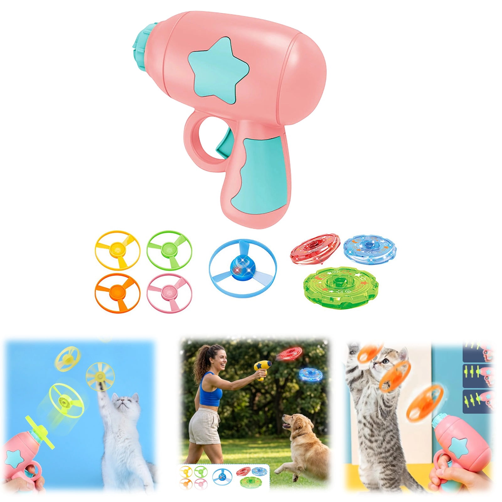 Bamboo Dragonfly Catapult Launcher, Interactive Cat Fetch Toy with LED ...