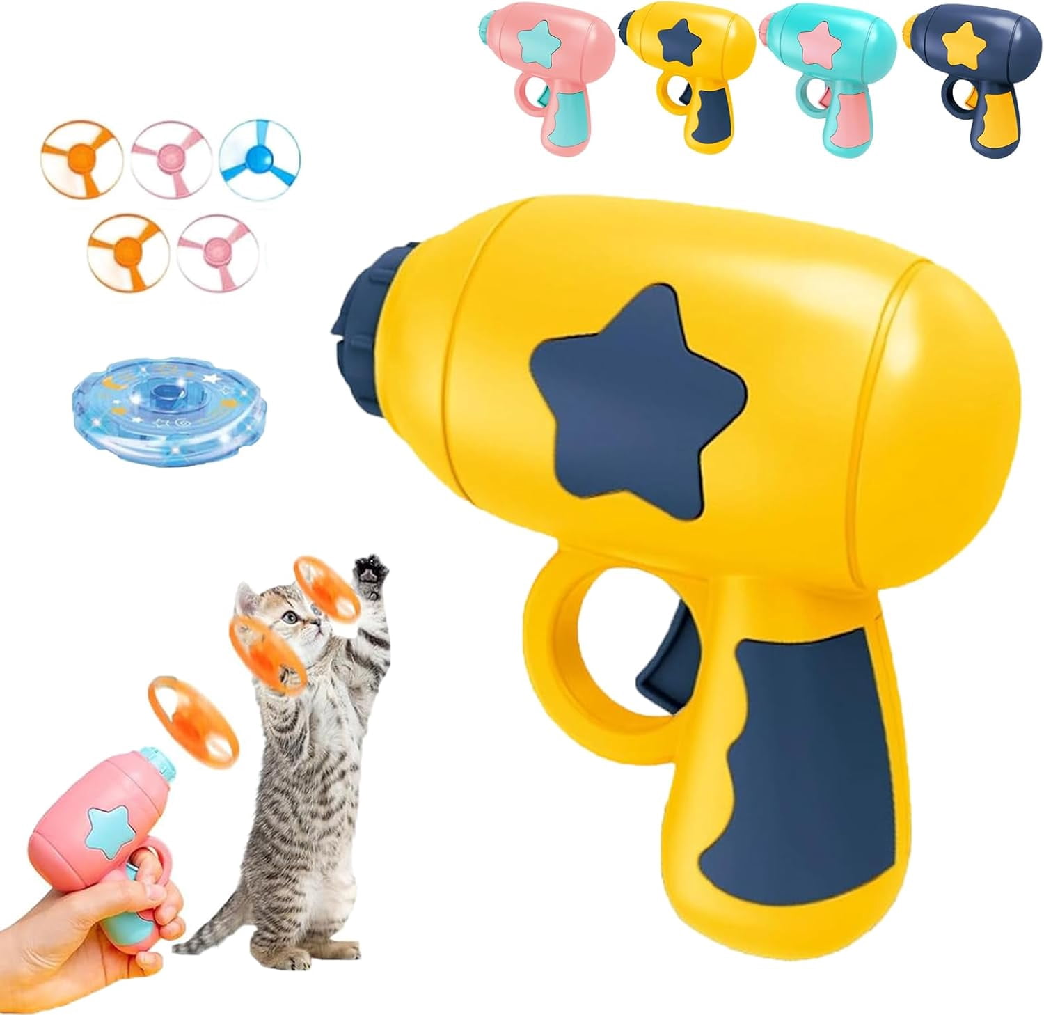 Bamboo Dragonfly Catapult Launcher, Interactive Cat Toy with LED Light ...