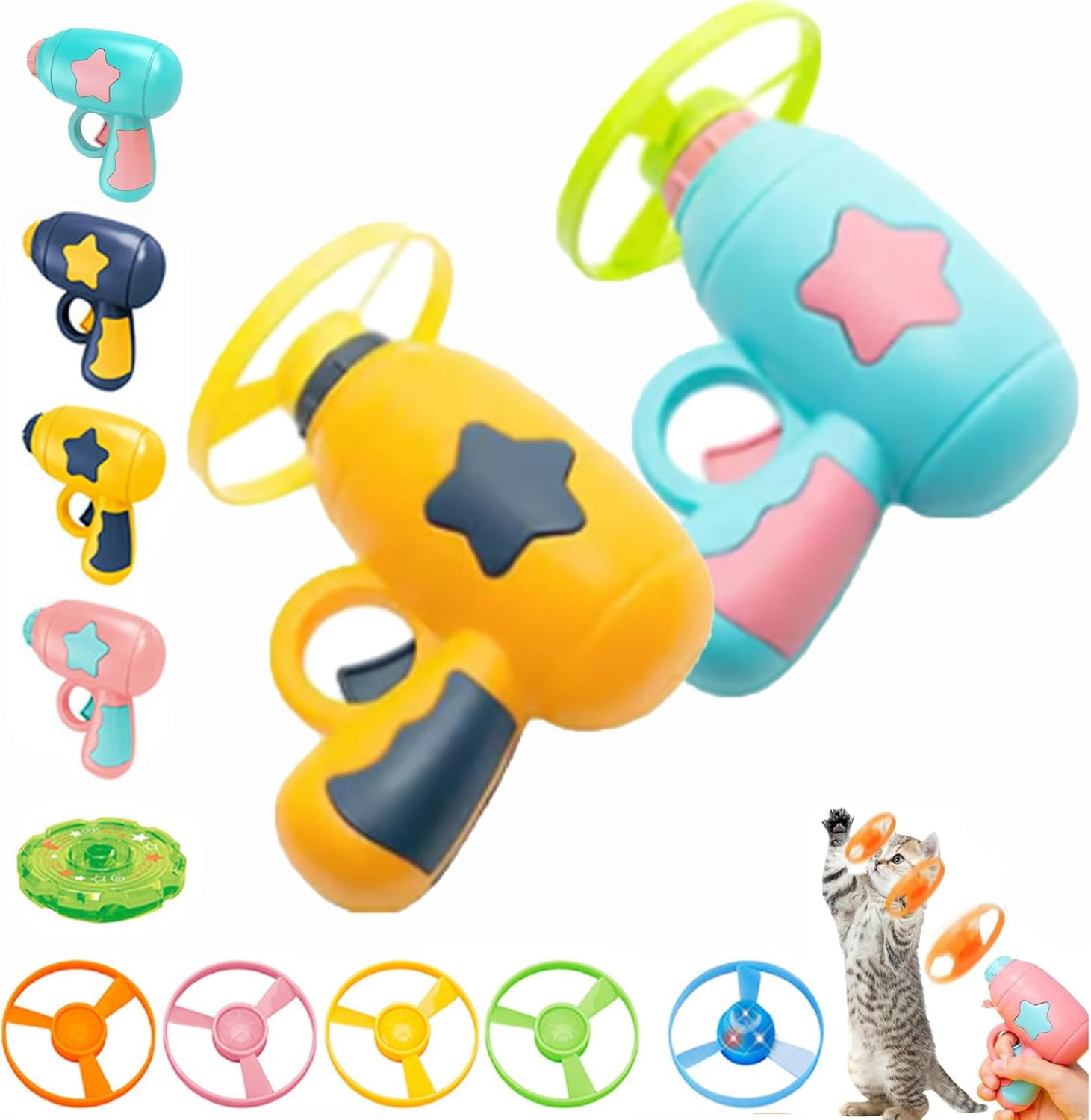 Bamboo Dragonfly Catapult Pistol, 2-in-1 Interactive Cat Toy for Aerial ...