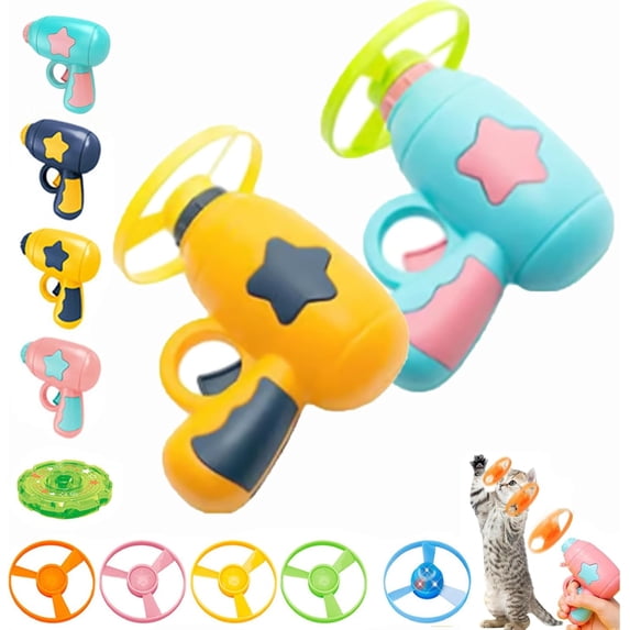 Bamboo Dragonfly Catapult Pistol, 2-in-1 Interactive Cat Toy for Aerial ...
