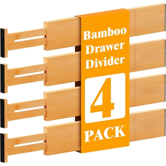 Bamboo Drawer Dividers,12-21" Adjustable Drawer Organizers for Clothes ...