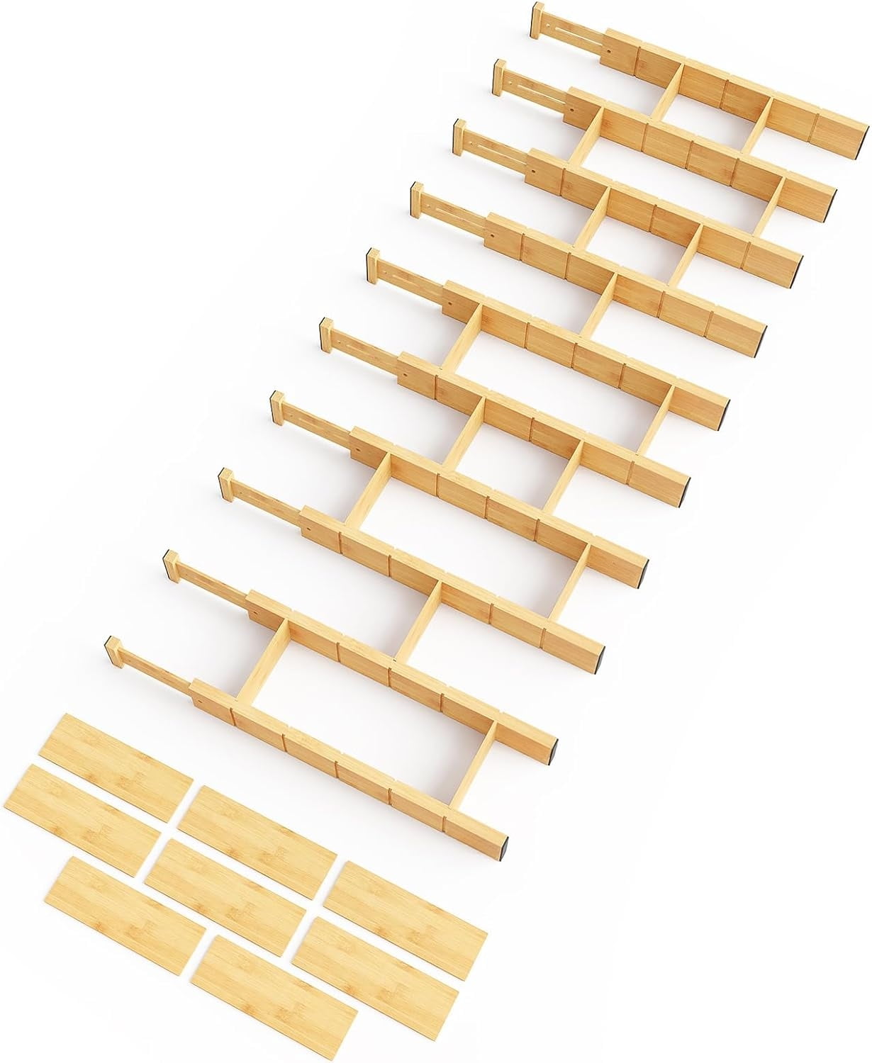 Bamboo Drawer Dividers with Inserts and Labels, Kitchen Adjustable ...