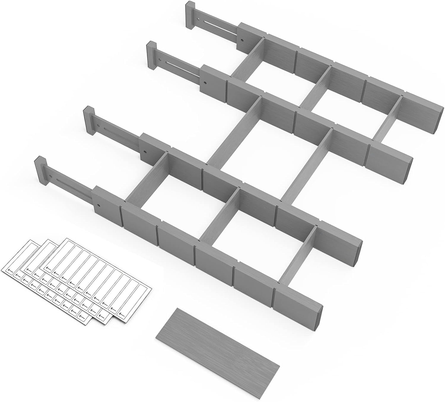 Bamboo Drawer Dividers with Inserts and Labels, Kitchen Adjustable ...