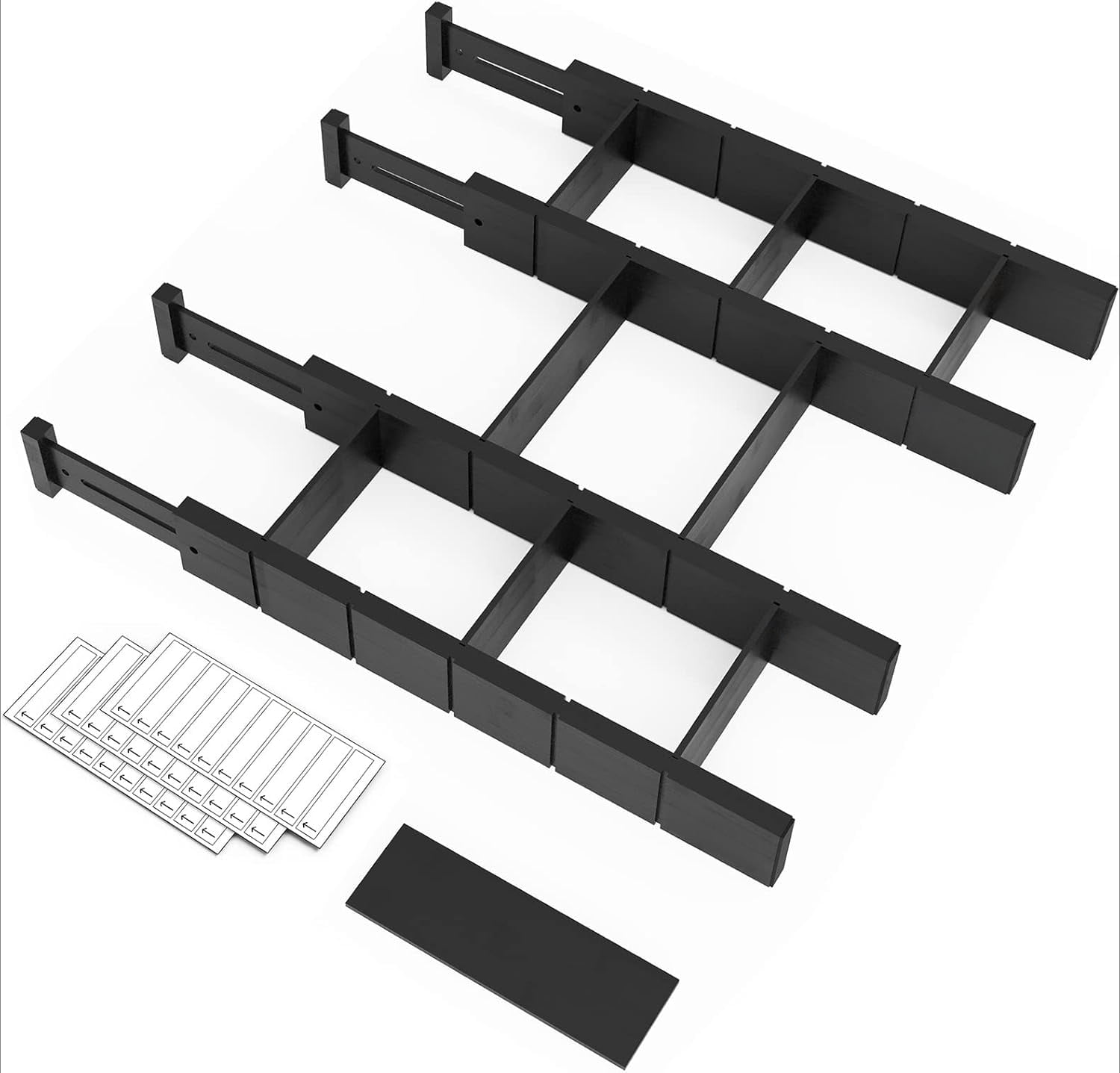 Bamboo Drawer Dividers with Inserts and Labels, Kitchen Adjustable ...