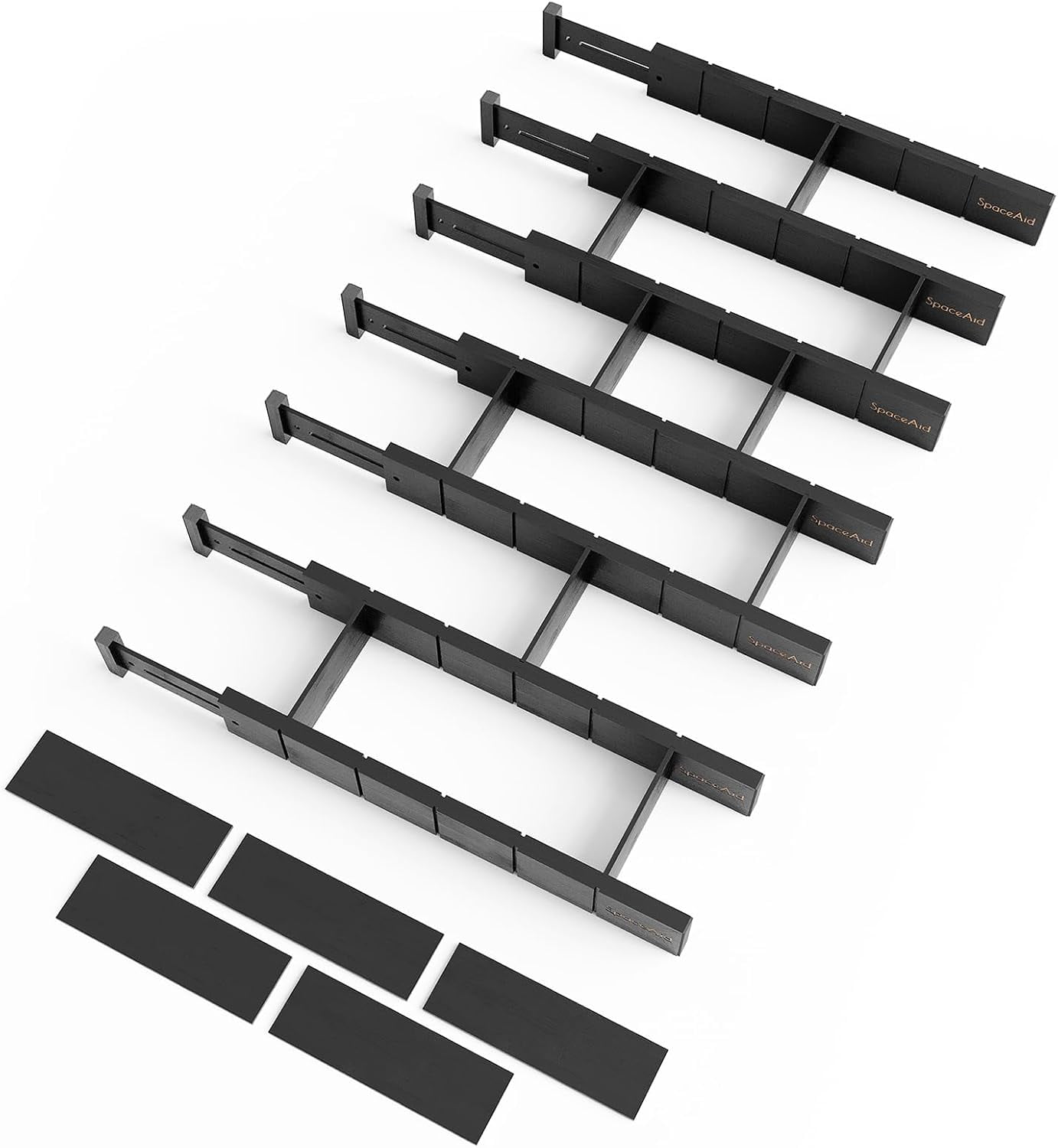 Bamboo Drawer Dividers with Inserts and Labels, Kitchen Adjustable ...