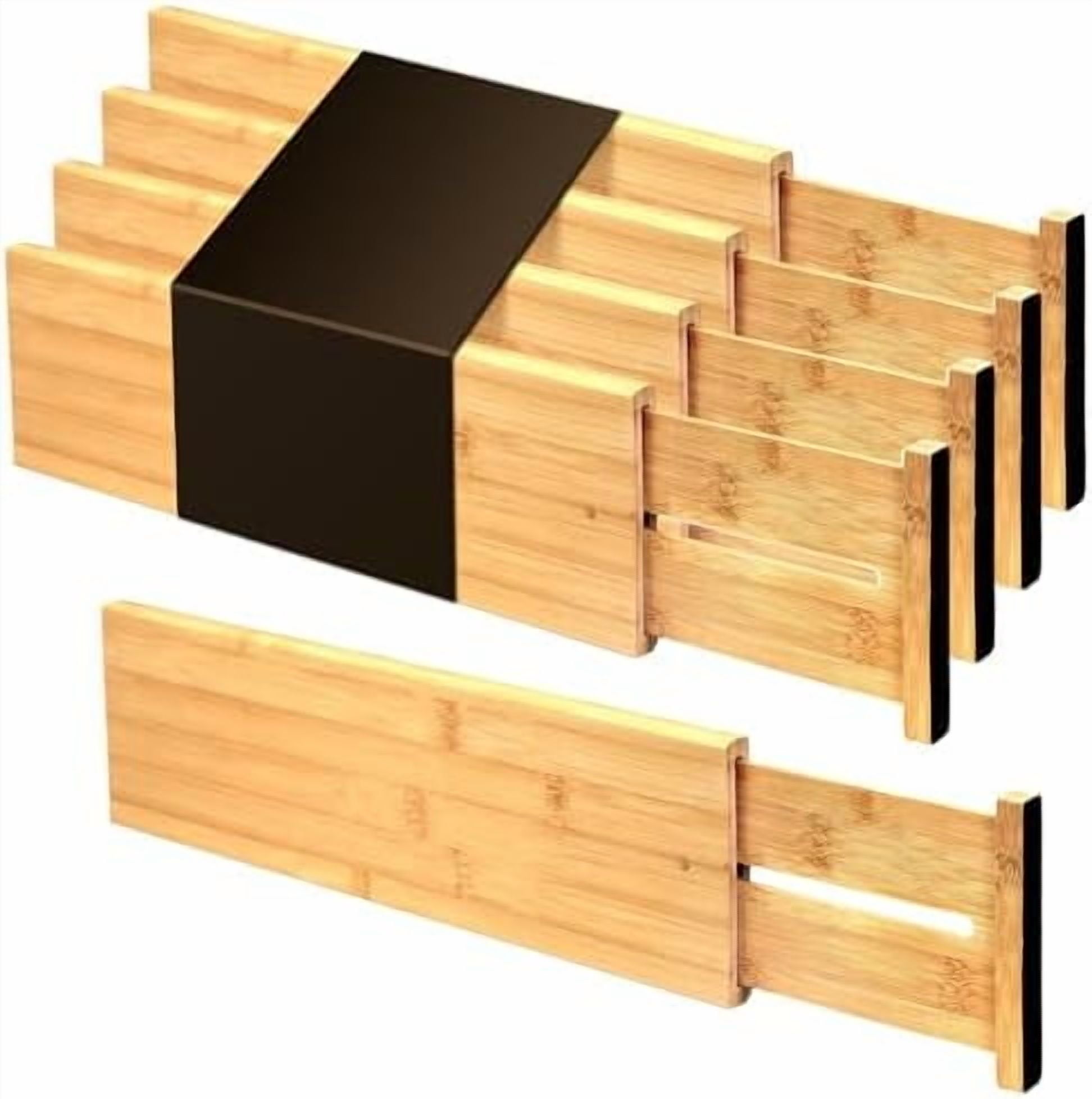 Bamboo Drawer Dividers Large, 4'' High Adjustable Kitchen Drawer ...
