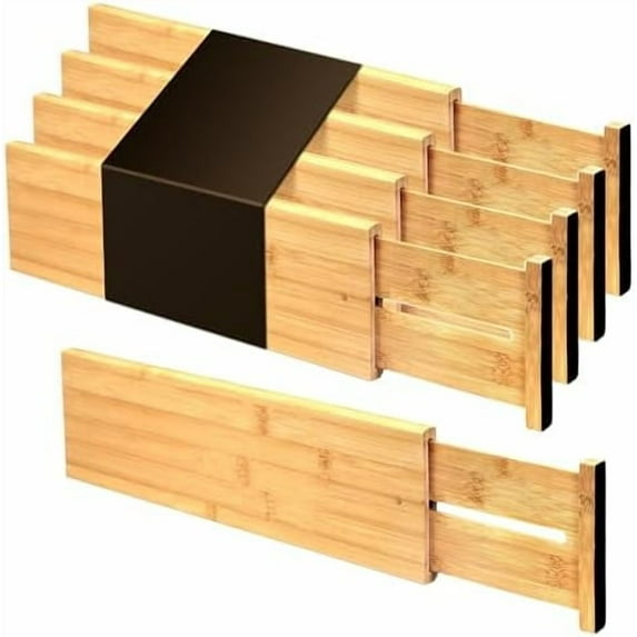 Bamboo Drawer Dividers Large, 4'' High Adjustable Kitchen Drawer ...