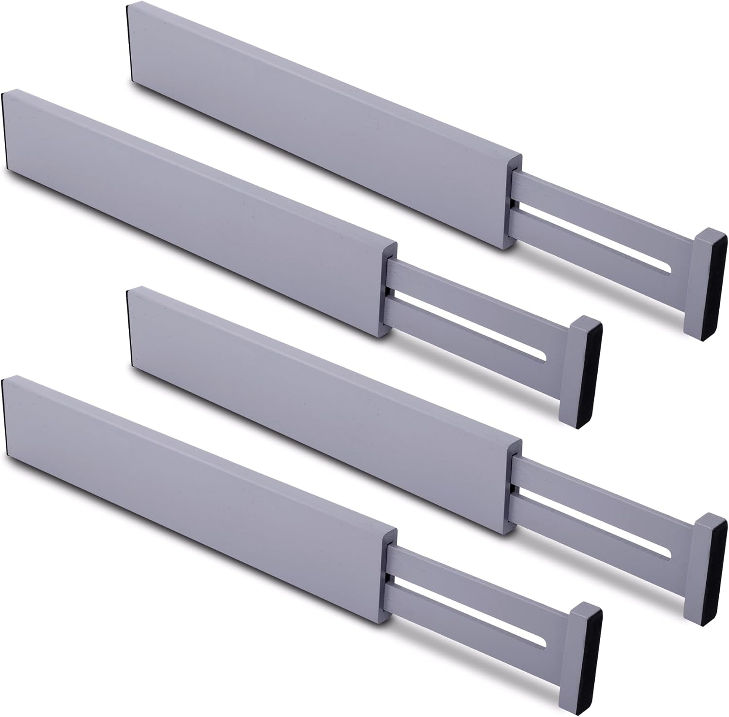 Bamboo Drawer Dividers Large, Adjustable Spring Loaded Gray Kitchen ...