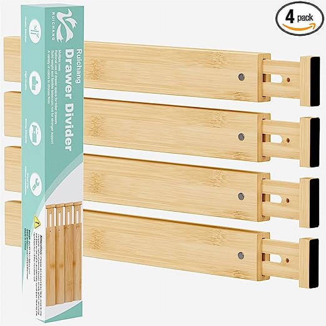 Bamboo Drawer Dividers Organizer Separators Expandable - Bamboo 4-Pack ...