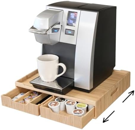 Bamboo Drawer & Large Sliding Tray for K-Cup & Espresso Pod Storage ...