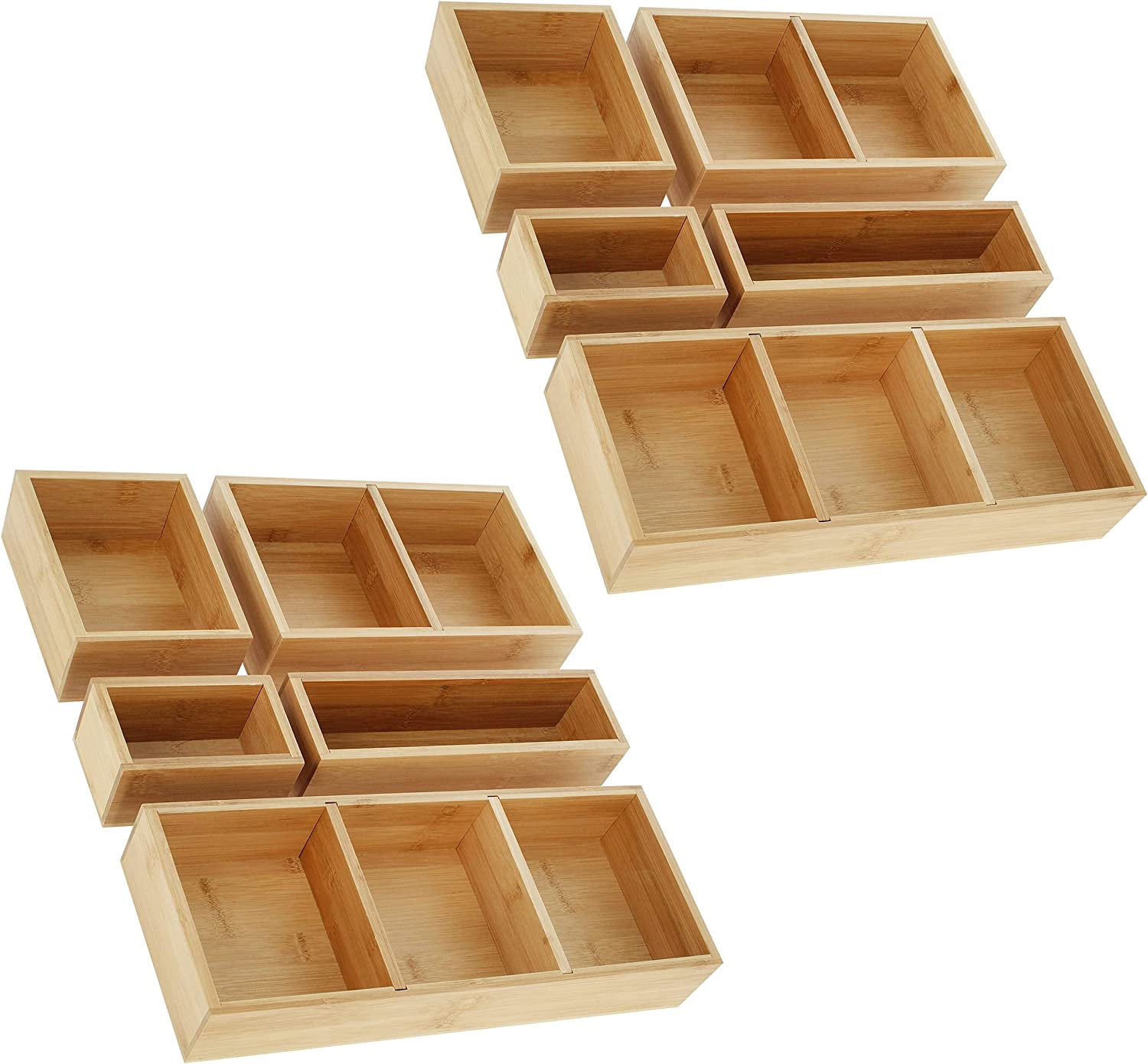 Bamboo Drawer Orgaizer Set - 10Pc Drawer Dividers For Use As Juk Drawer ...