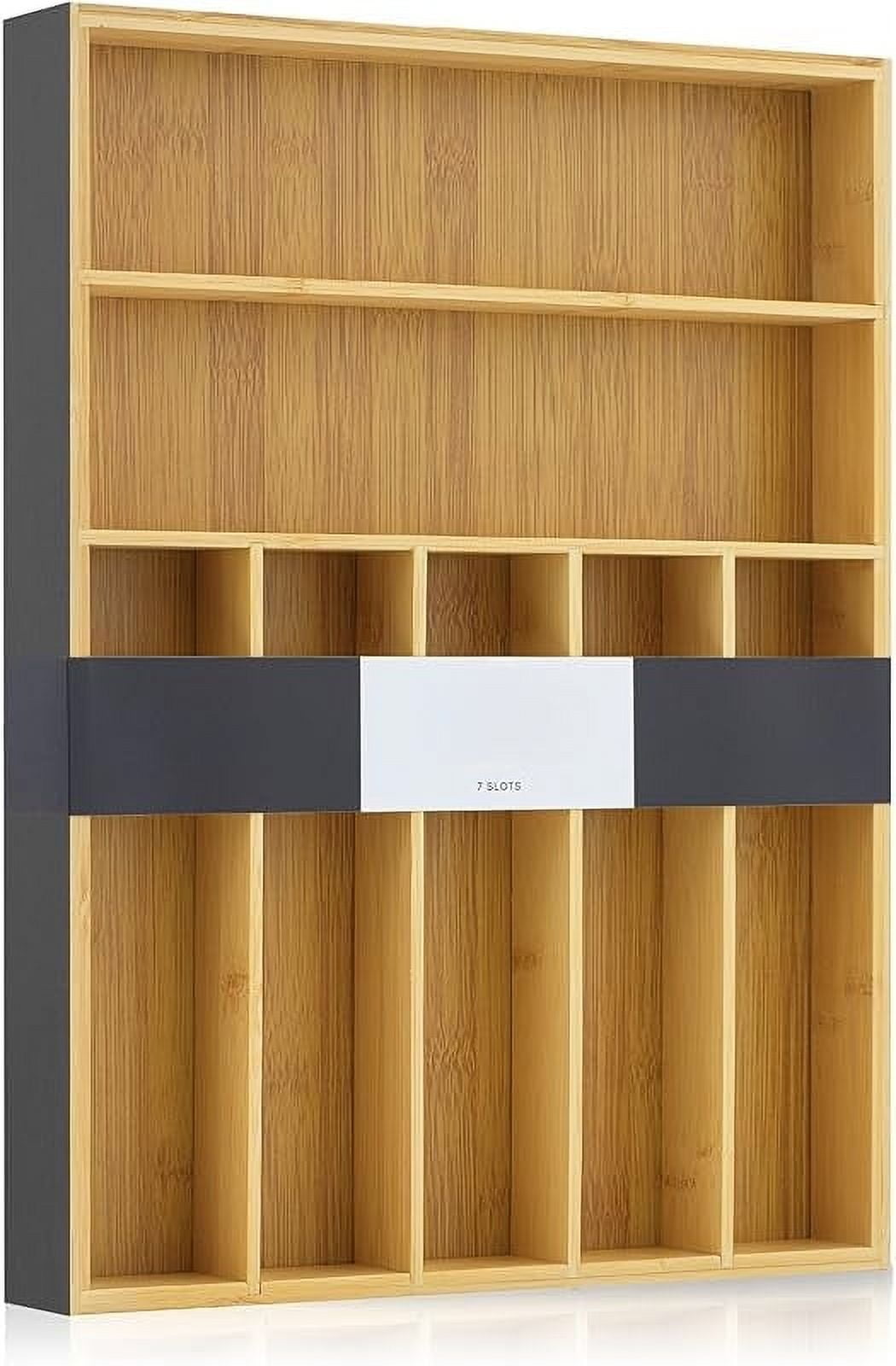 Bamboo Drawer Organizer, 7-Compartment Silverware Organizer, Cutlery ...