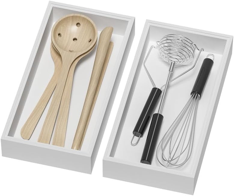 Bamboo Drawer Organizer, Cutlery Silverware Organizer for Kitchen ...