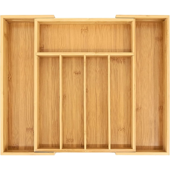 Bamboo Drawer Organizer, Expandable Silverware Drawer Organizer ...