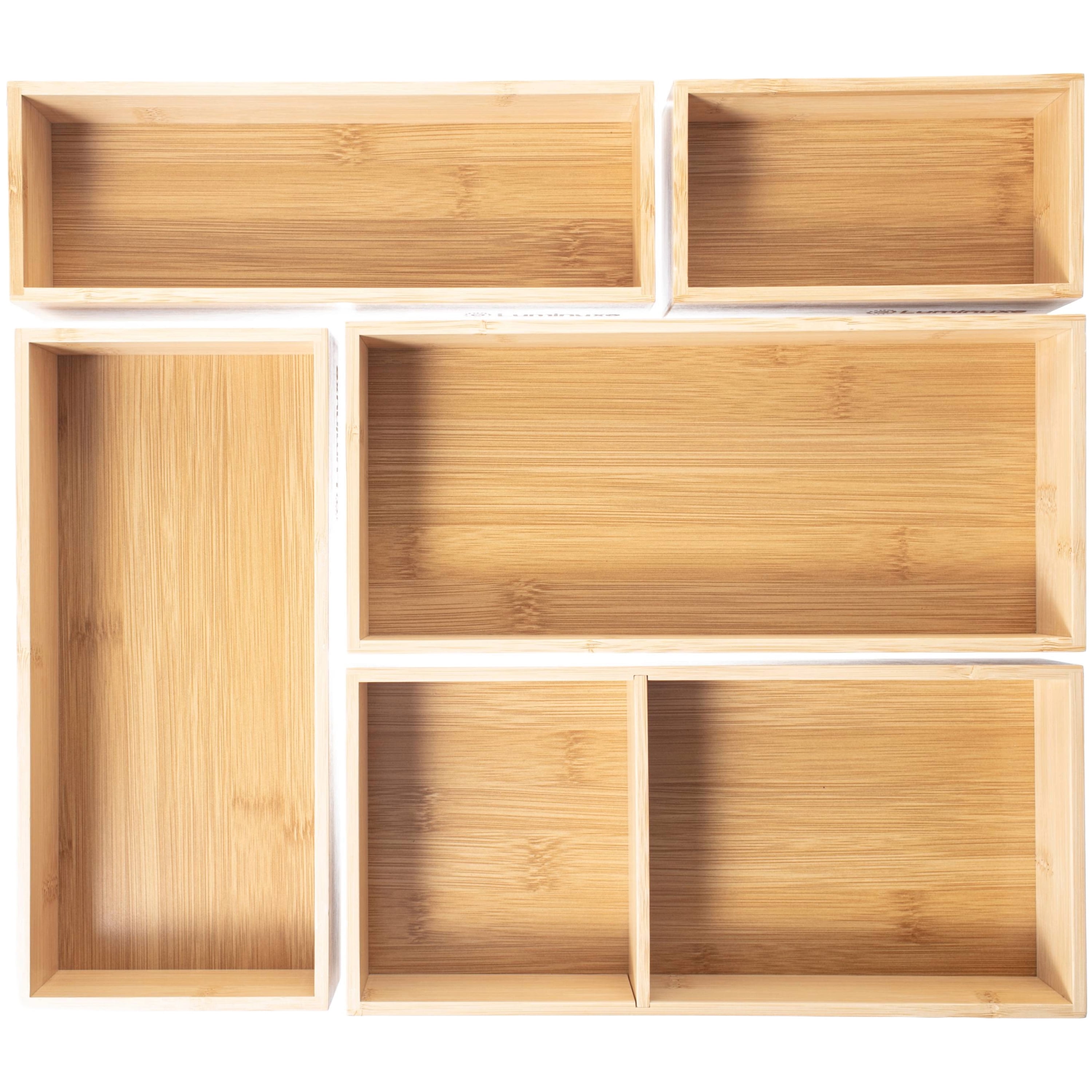 Bamboo Drawer Organizer Set, 5 Piece Non-Slip Versatile Storage Trays ...