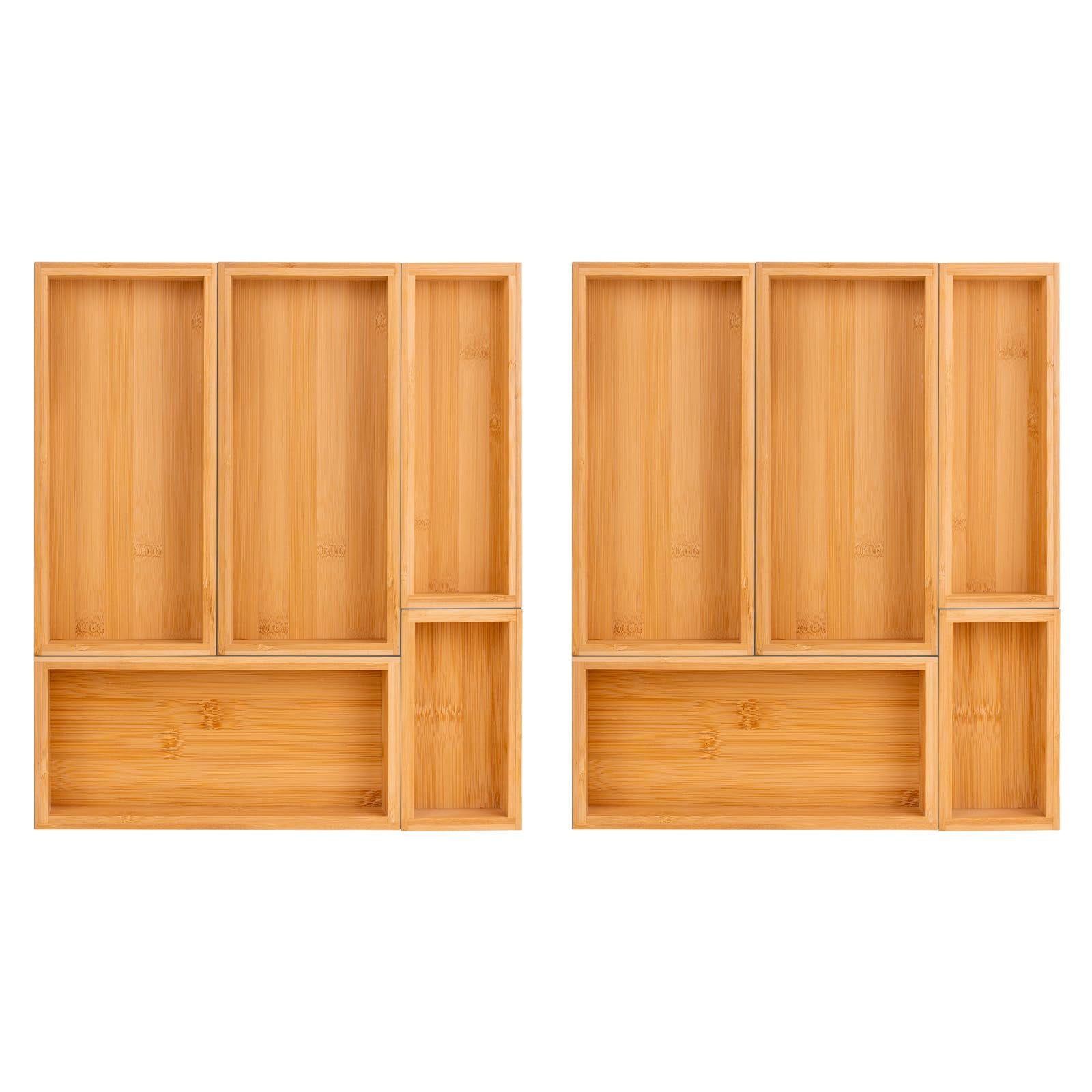 Bamboo Drawer Organizer Set, Expandable Storage Trays for Kitchen ...