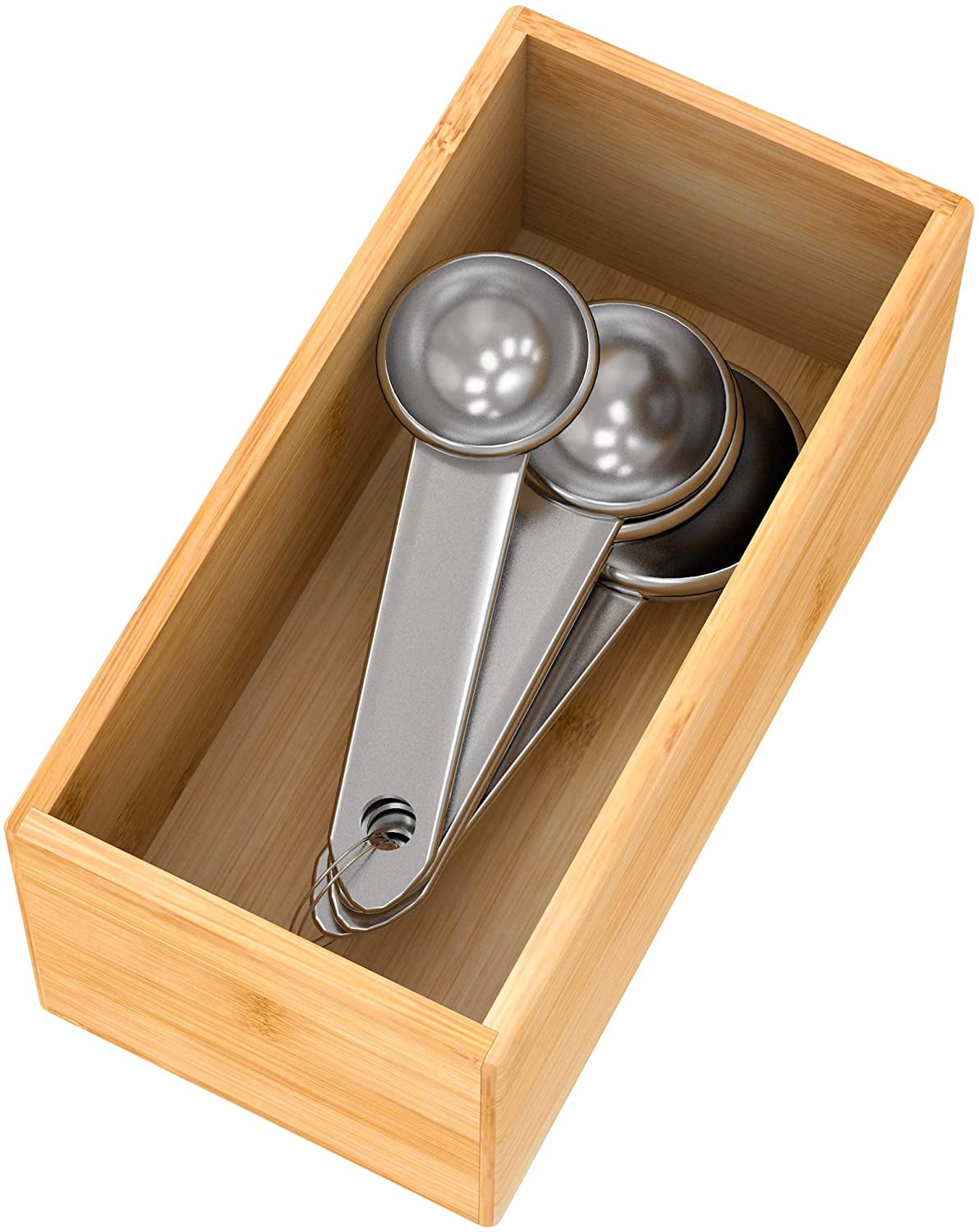 Bamboo Drawer Organizer Utensil Holder for Kitchen, Small Wood ...