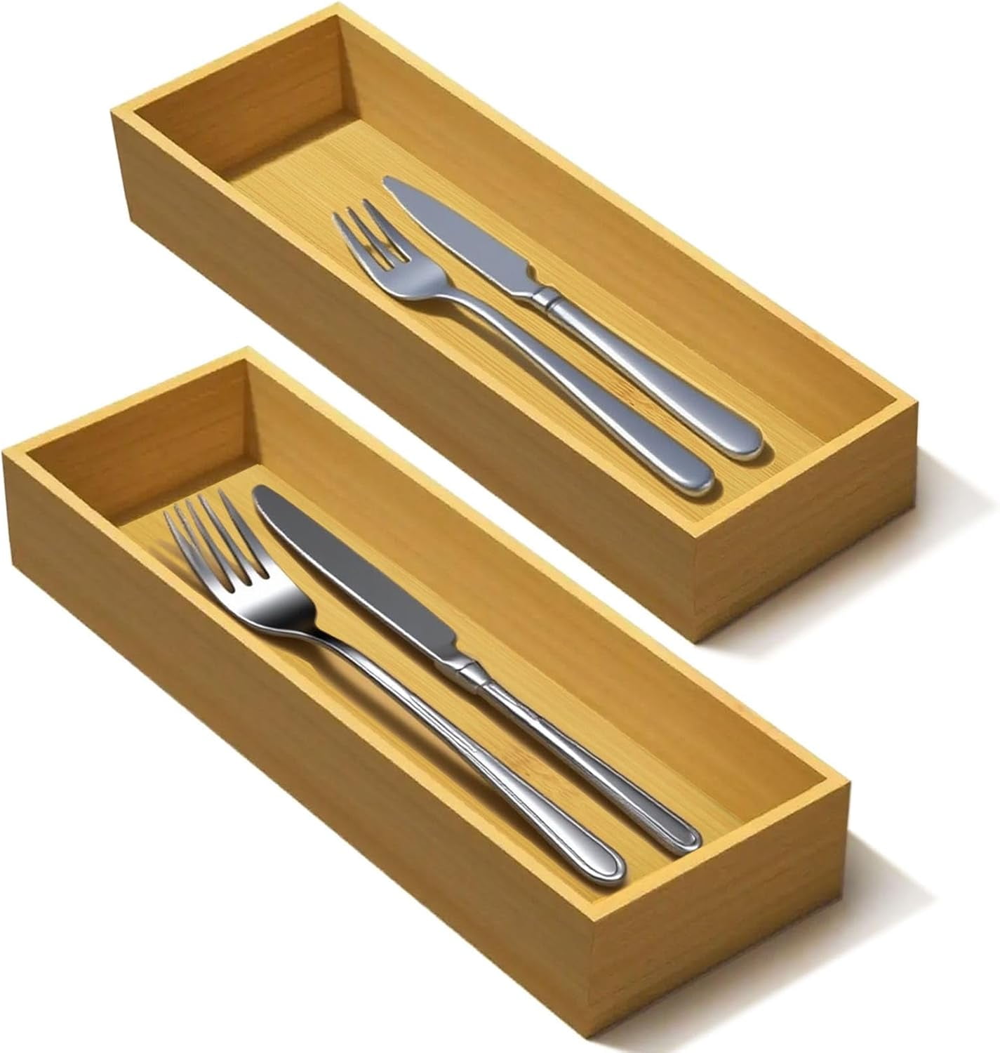Bamboo Drawer Silverware Organizer, Silverware Tray, Flatware Organizer ...