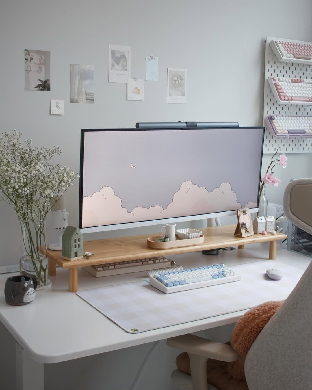 Bamboo Dual Monitor Shelf, Monitor Stand Riser with Underneath Storage ...