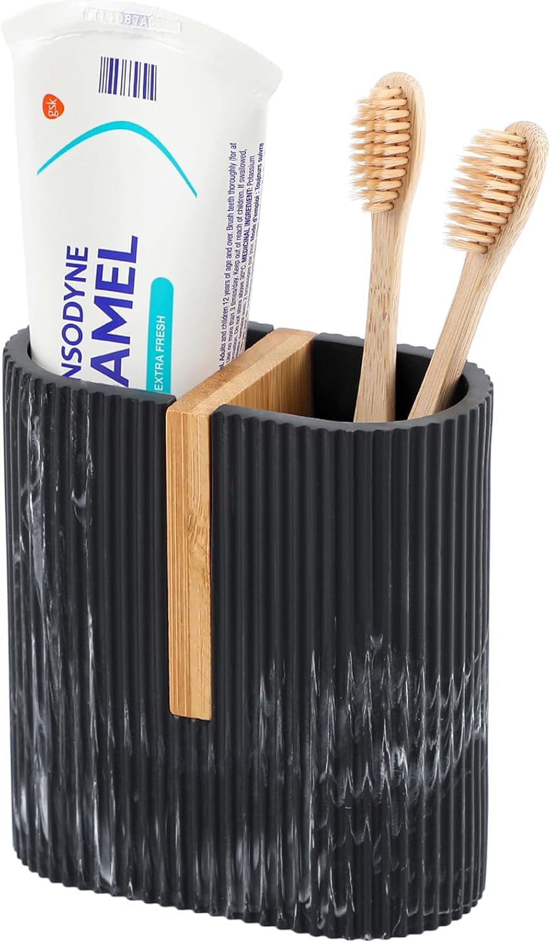 Bamboo Electric Toothbrush Holder, Bathroom Sink Organizer with ...