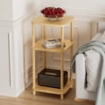 Bamboo End Table with Charging Station, Side Table for Small Space ...